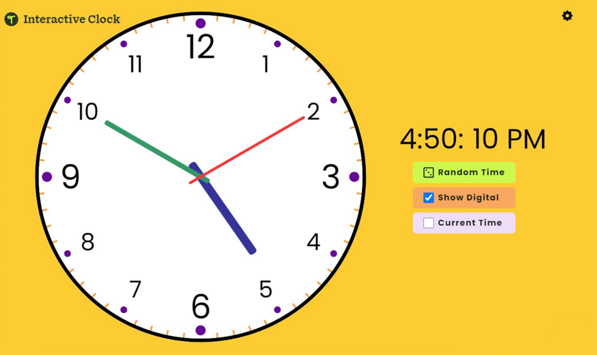 Interactive Clock Telling Time Analog Digital