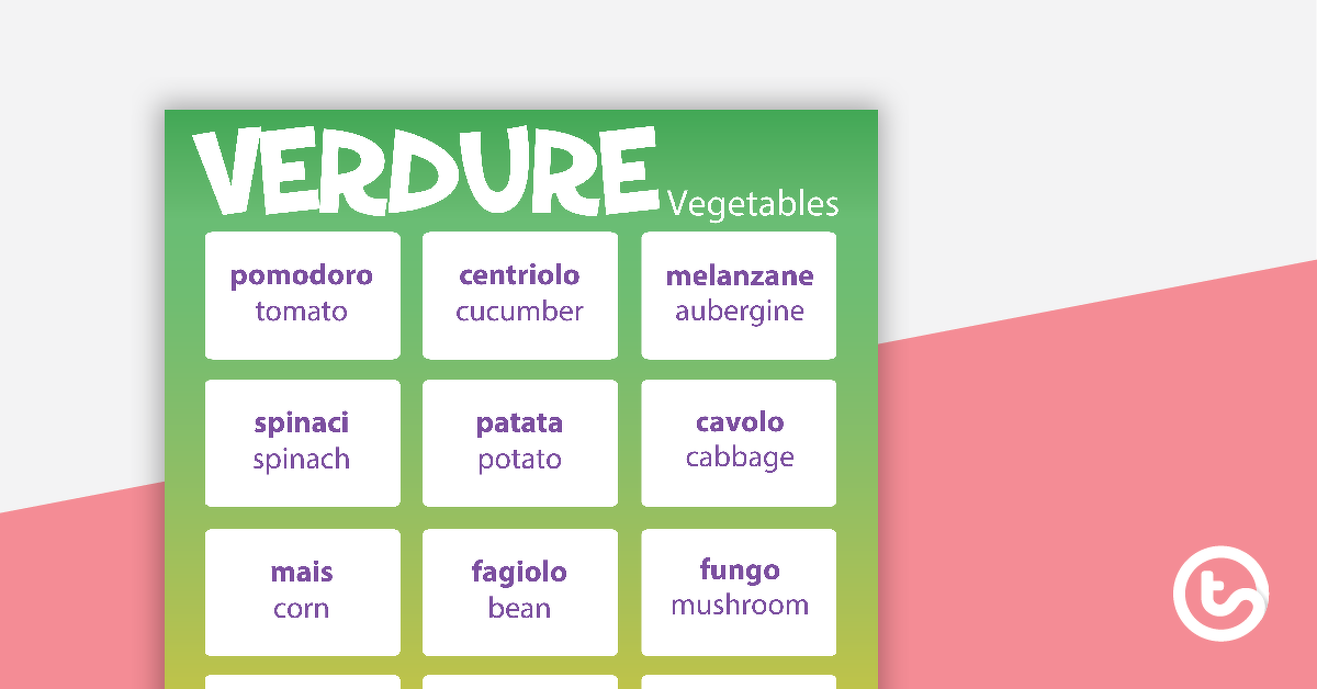 Vegetables/Verdure - Italian Language Poster | Teach Starter