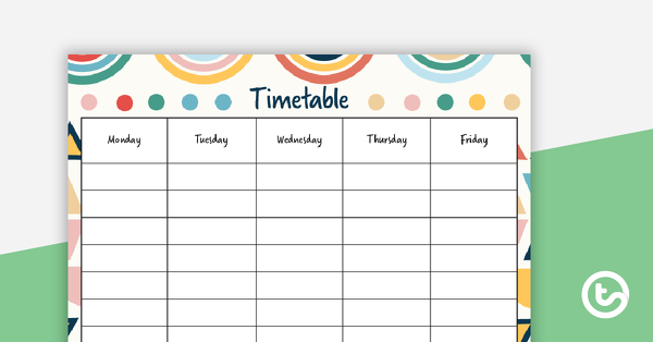 Plain Red - Weekly Timetable | Teach Starter
