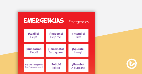 Emergencies - Spanish Language Poster | Teach Starter