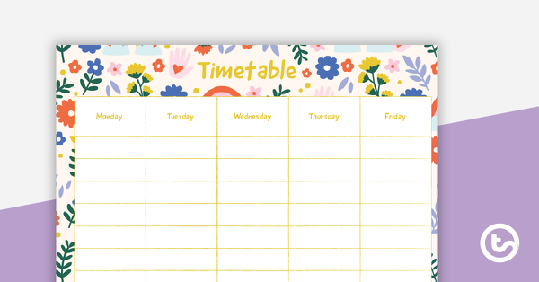 Plain Red - Weekly Timetable | Teach Starter