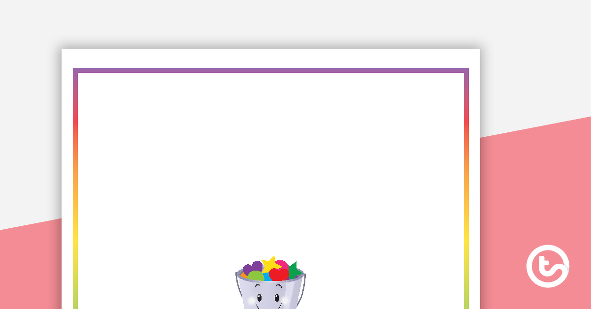 Bright Bucket Fillers - Landscape Page Border v2 | Teach Starter
