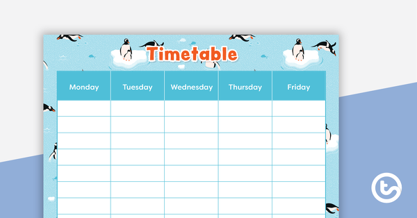 Plain Blue - Weekly Timetable | Teach Starter