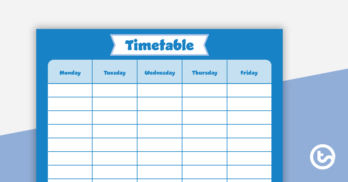 Plain Blue - Weekly Timetable | Teach Starter
