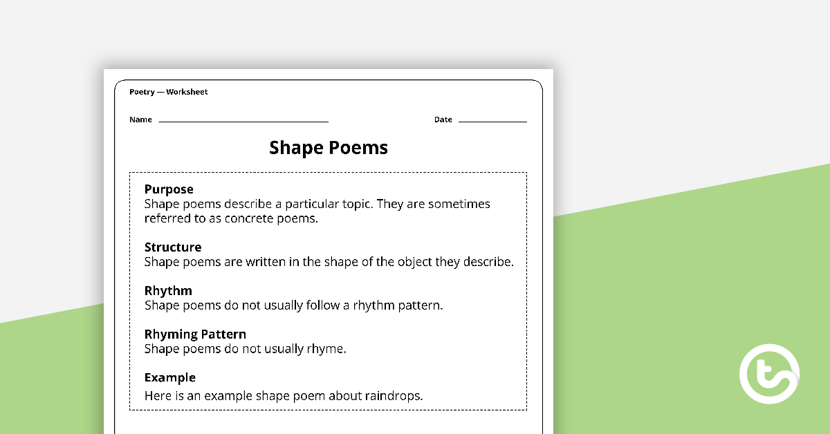 Concrete Poetry - Shape Poems | Teach Starter