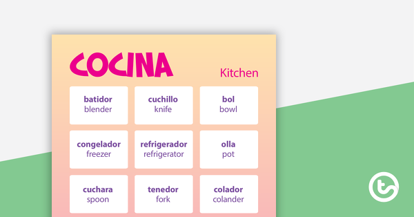 Kitchen - Spanish Language Poster | Teach Starter