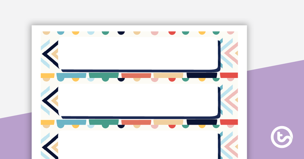 Purple Stripes - Tray Labels | Teach Starter