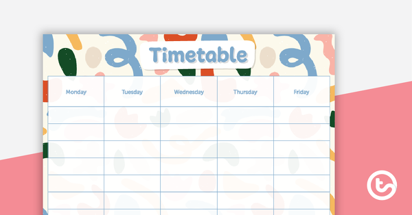 Plain Red - Weekly Timetable | Teach Starter
